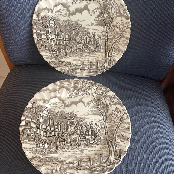 Royal Stafford | Art | Vintage Scenic Plates With Horse Carriage Design ...